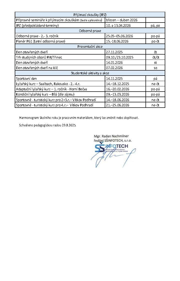 termínový kalendář 25-26 - Střední škola informačních technologií, s.r.o.